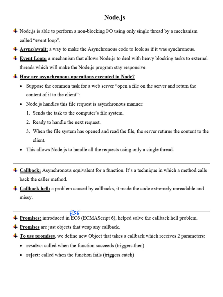 Node Js Summary Pdf Representational State Transfer No Sql