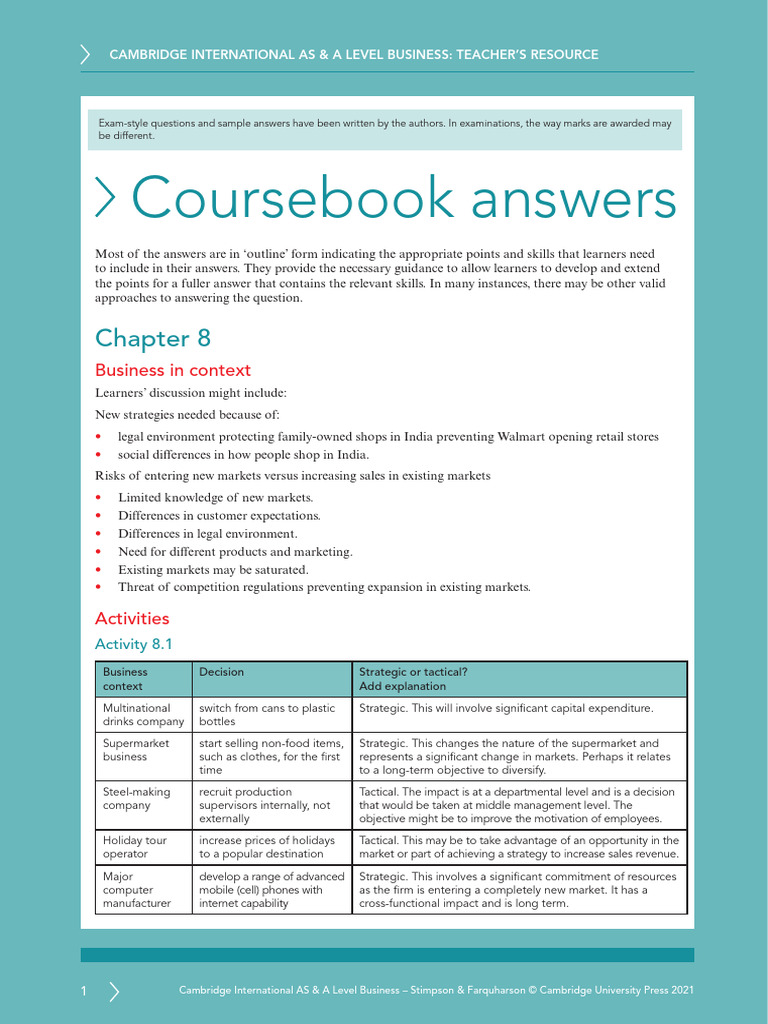 CHP 8 Ans | PDF | Swot Analysis | Risk