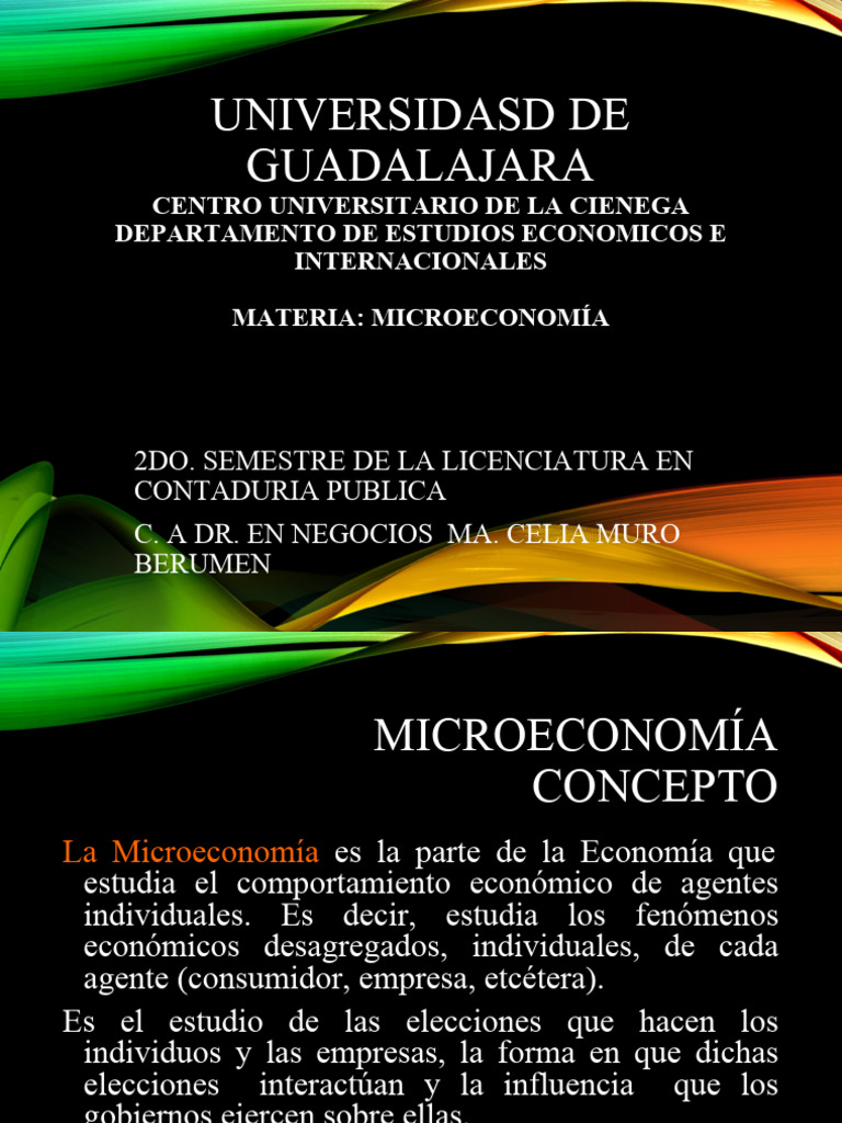 Microeconomía Presentación | PDF | Mercado (economía) | Microeconomía