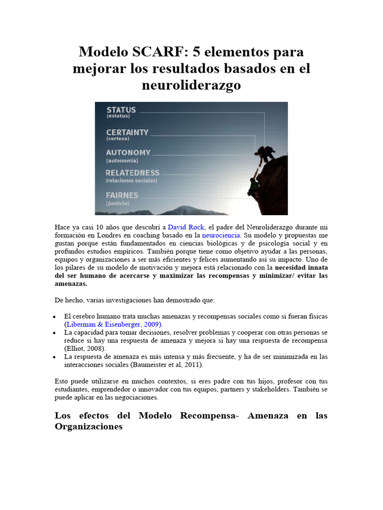 Modelo SCARF | Descargar gratis PDF | Motivacional | Motivación