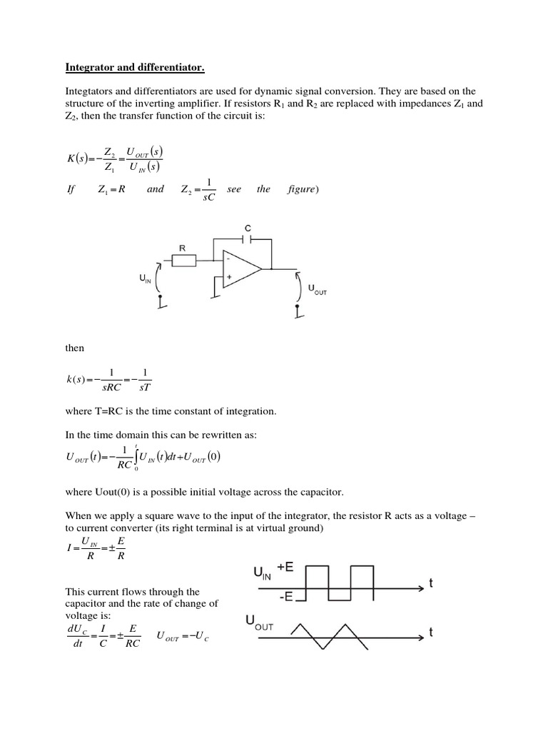 Integrator Differentiator | PDF | Electronic Oscillator | Amplifier