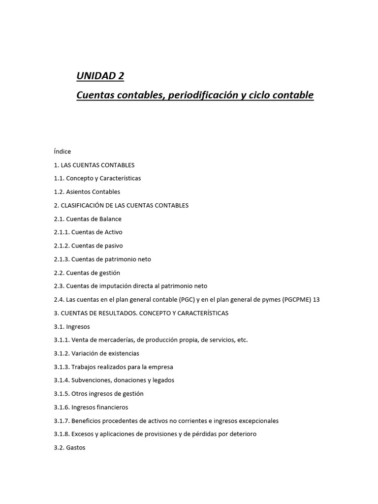 Microsoft Word - Unidad 2 Cuentas Contables, Periodificación y Ciclo Contable v1 - 01 | PDF ...