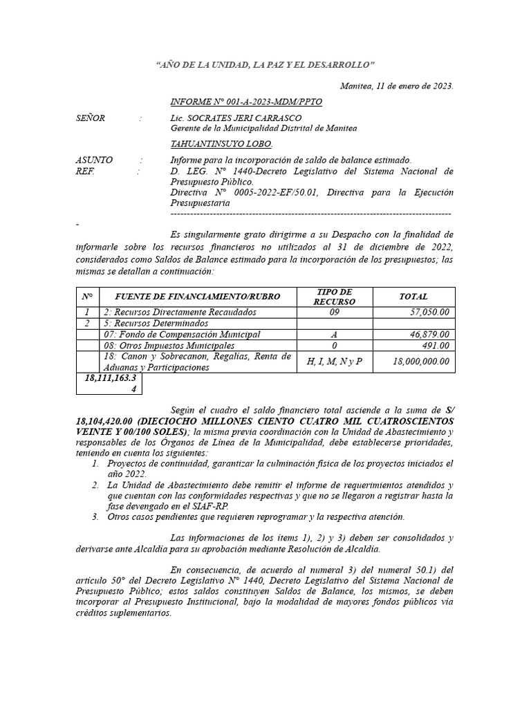 Año de La Unidad - Manitea | PDF | Presupuesto | Gobierno