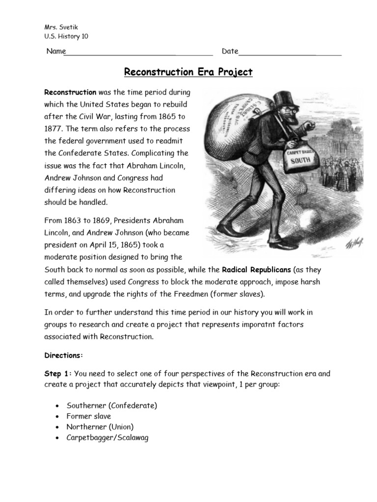 Reconstruction Project | PDF | Reconstruction Era | Racial Segregation