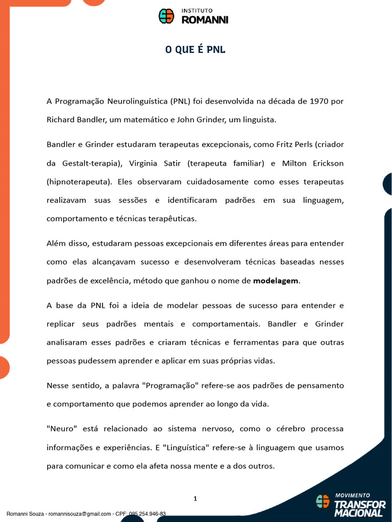 O Que É PNL | PDF