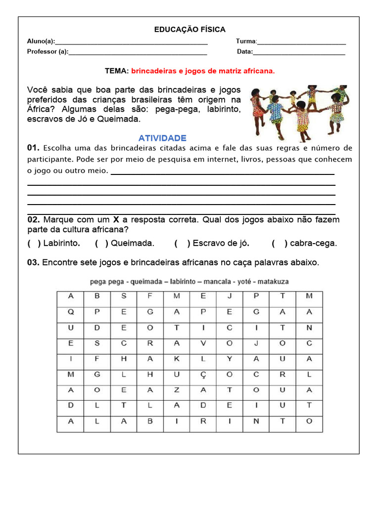 4 º Jogos e Brincadeiras - AFRICANA | PDF