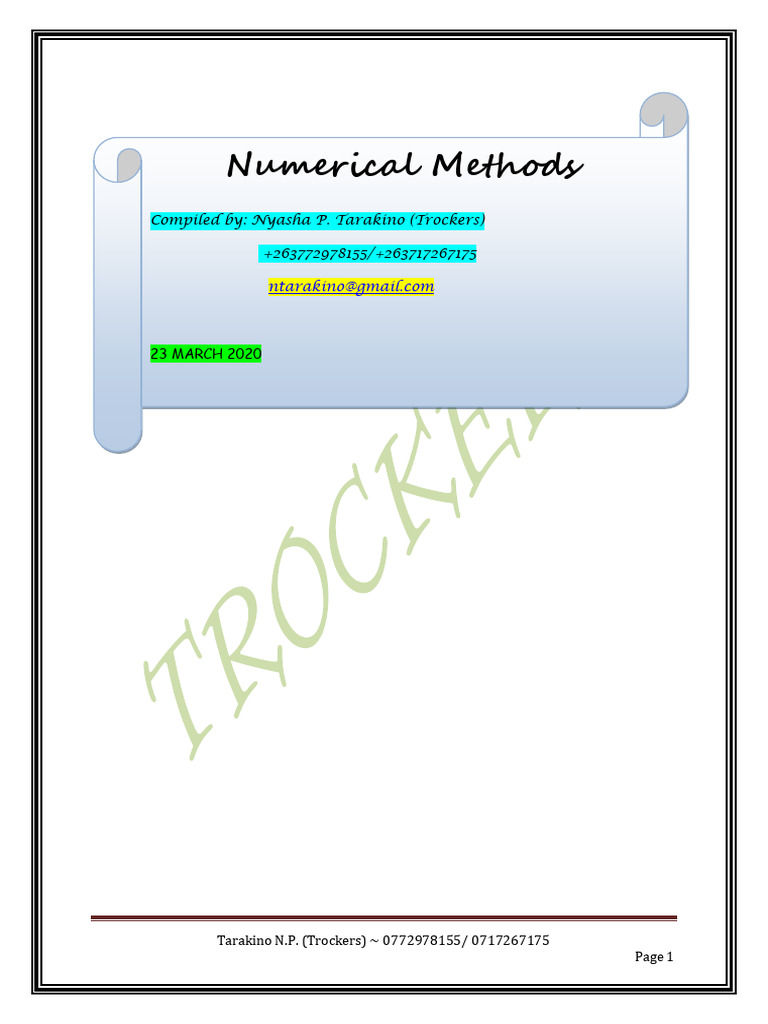 Numerical Methods Notes - by Trockers | PDF | Equations | Zero Of A ...