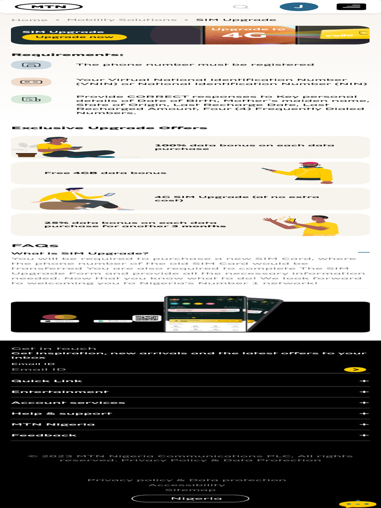 4g SIM Upgrade MTN NG - Self Service Portal | PDF