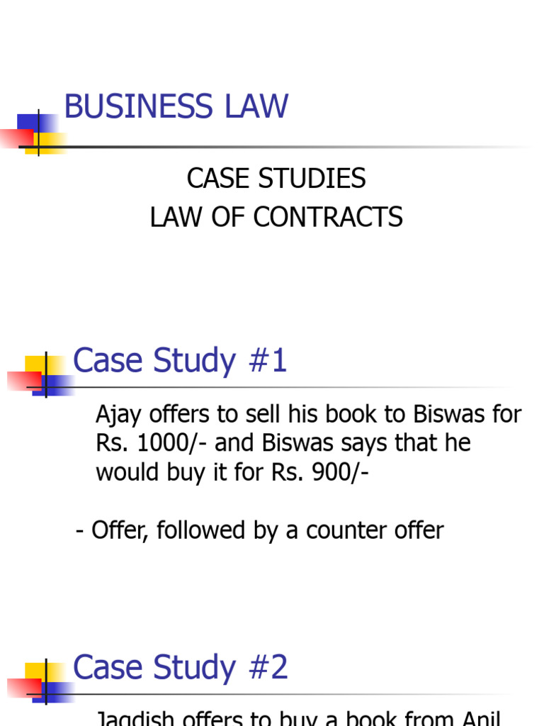 (SOLUTIONS) Case Studies - Law of Contracts | PDF