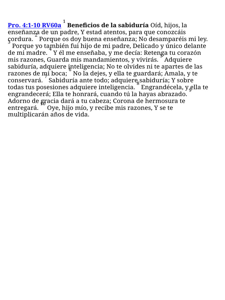 Proverbios 4 Del 1 Al 10 | PDF