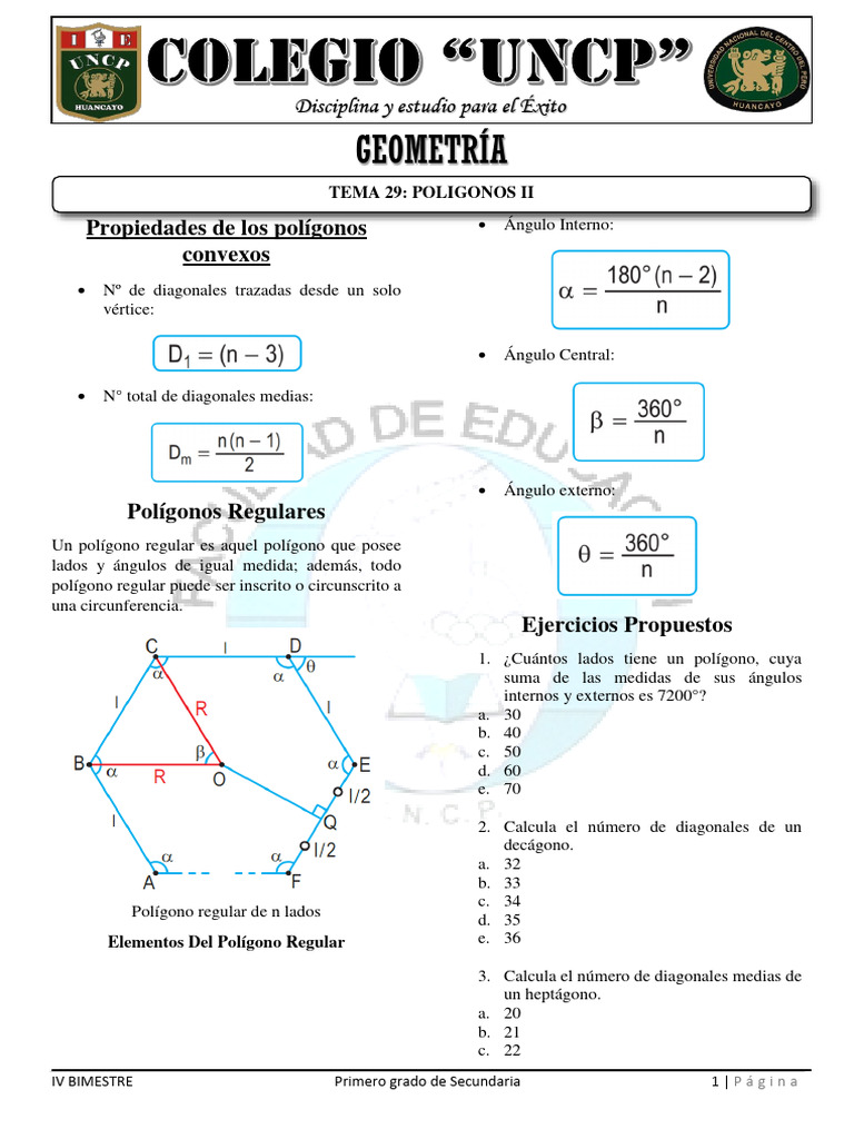 1RO_29_GEOMETRIA_POLIGONOS II | PDF | Geometría del plano euclidiano | Geometría