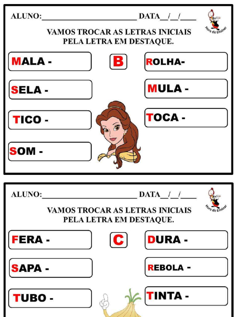 Consciência Fonológica Troca de Letras - Cópia | PDF