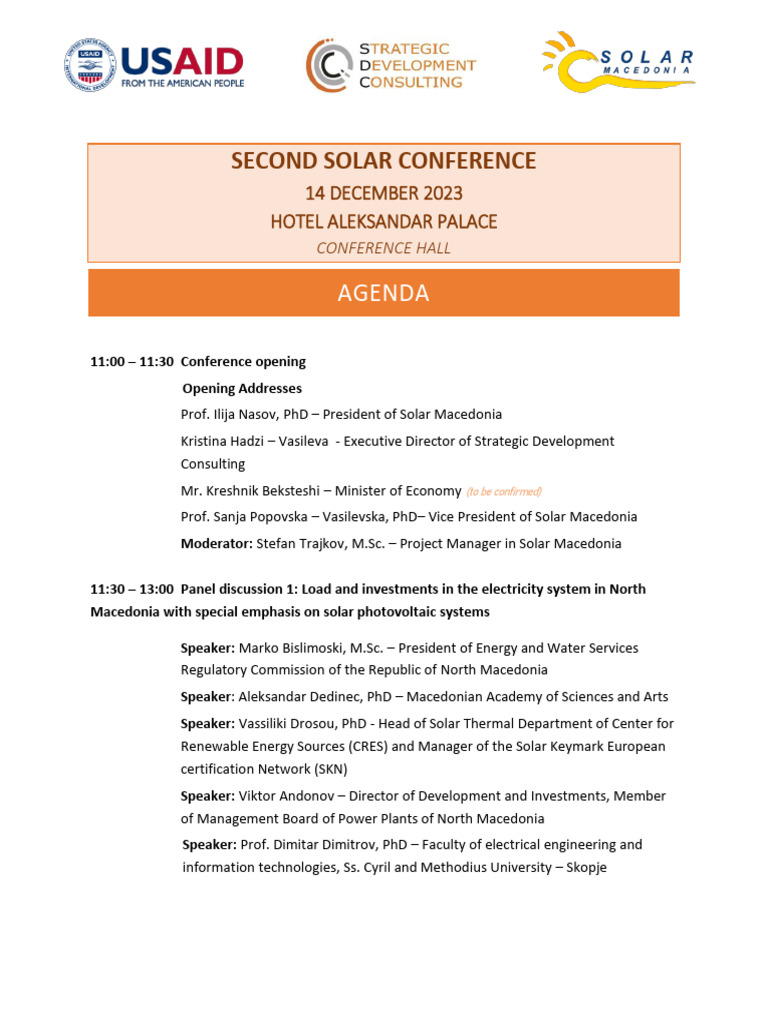 Annual Solar Conference - Agenda | Download Free PDF | Solar Energy ...