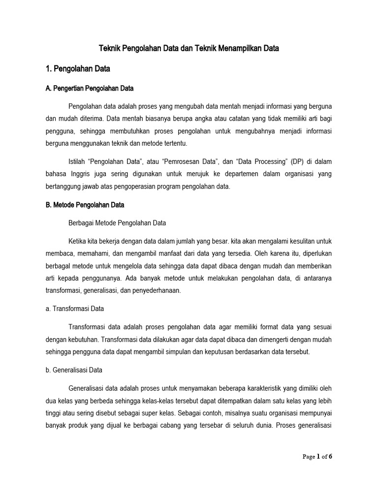 Teknik Pengolahan dan Penyajian Data | PDF