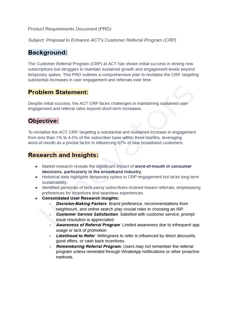 Act Case Study PRD | PDF | Analytics | Usability