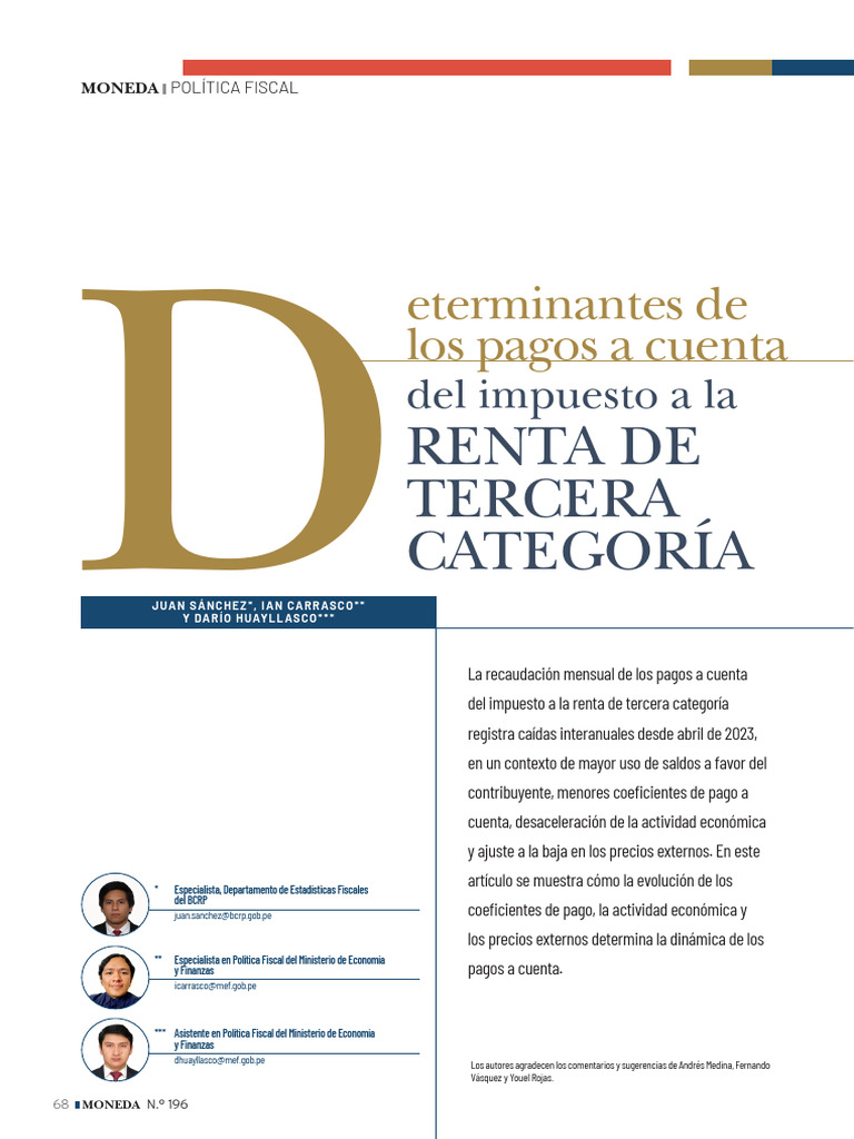 Determinación de Los Pagos a Cuenta Del Impuesto a La Renta de Tercera ...