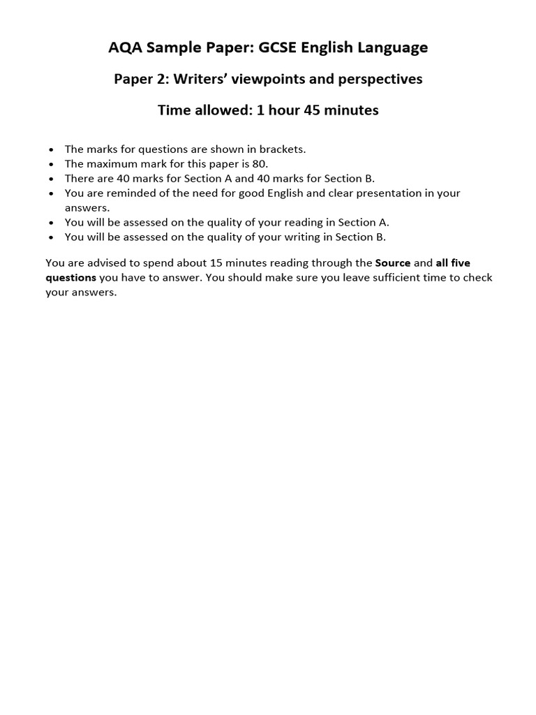 English Language Paper 2 Practice Papers | PDF | Experience | Meditation