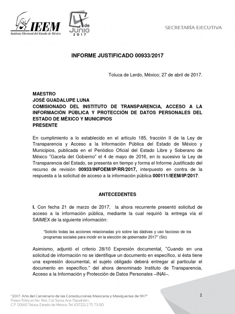 Machote Informe Justificado | PDF | Leyes de libertad de información por país | México