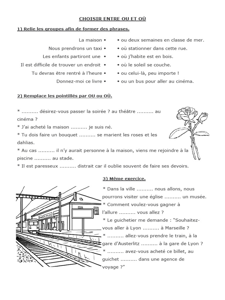 S4 - Fiche Ex 1 Ou Où | PDF
