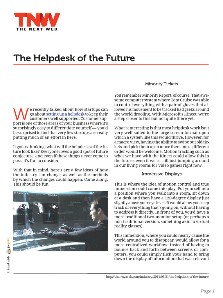 The Helpdesk of The Future - Rev | PDF | Thought | Computing
