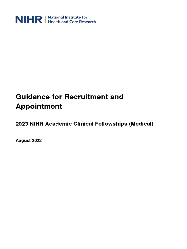 2023 NIHR ACF Guidance For Recruitment and Appointment (Medical) v1.0 ...