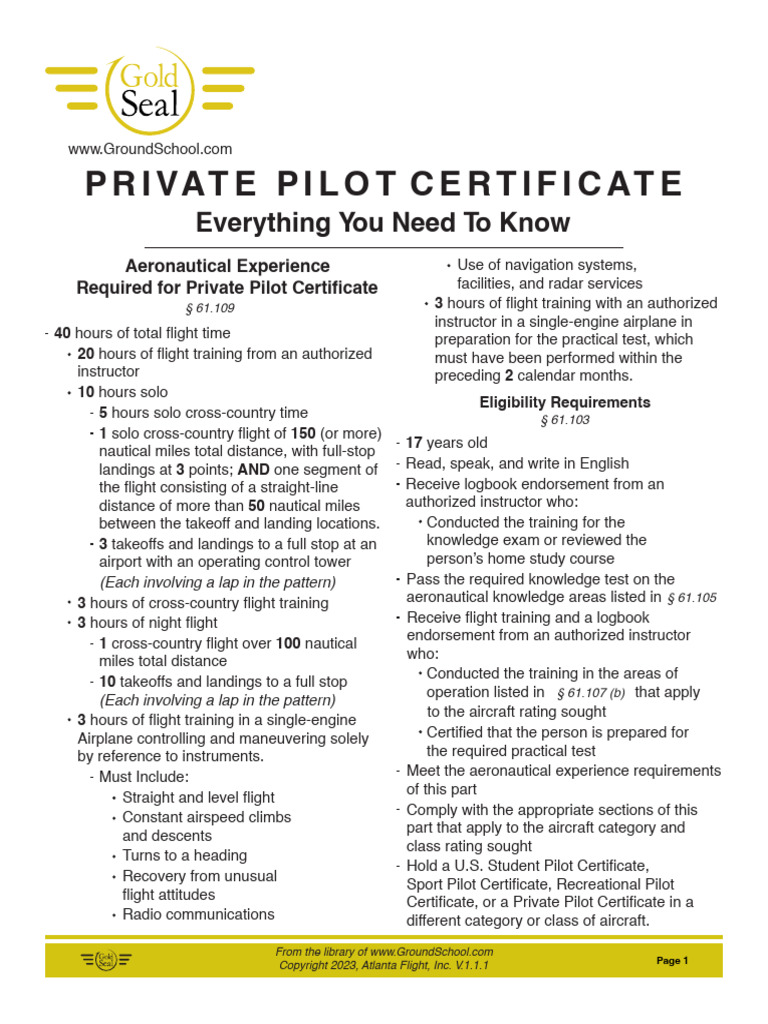 Private Pilot Sheet | PDF | Airspeed | Aviation