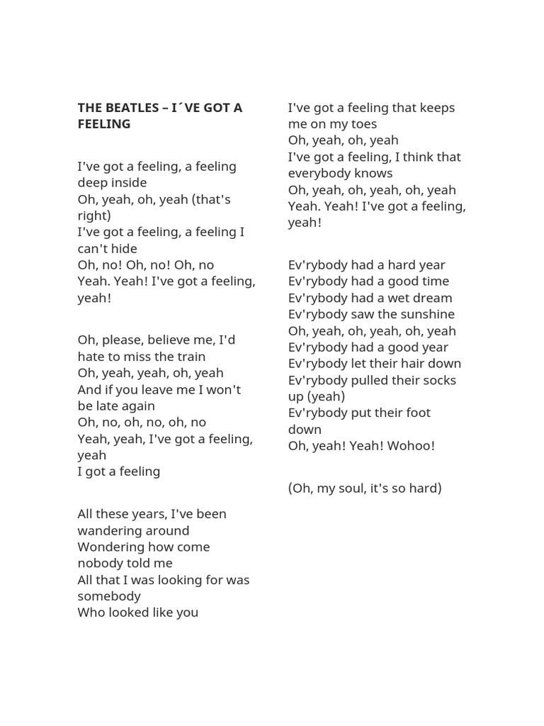 The Beatles - I Ve Got A Feeling | PDF | Art