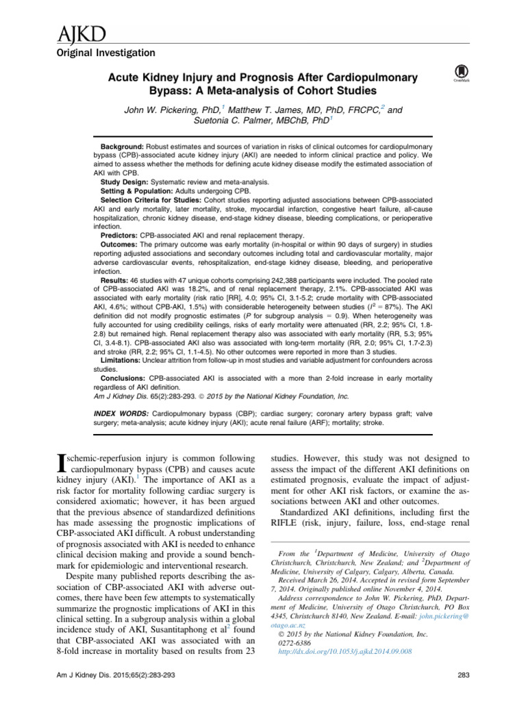 Pickering 2015 | PDF | Coronary Artery Bypass Surgery | Chronic Kidney ...