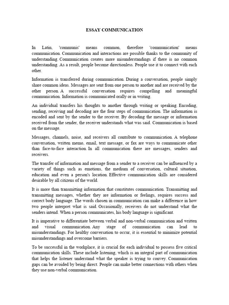 Essay Communication | PDF | Communication | Information