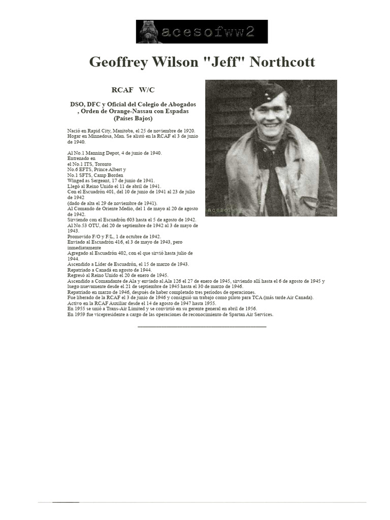 Bio Jeff Northcott | PDF | Real fuerza aérea canadiense | Avión de combate