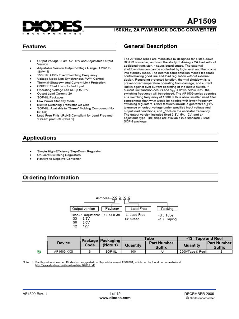 AP1509-12S | PDF | Electronic Circuits | Electrical Engineering