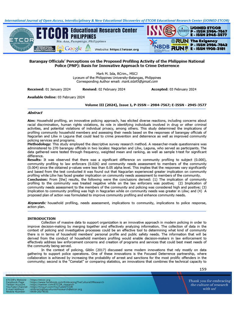 Barangay Profiling System Insights | PDF | Needs Assessment | Sampling ...