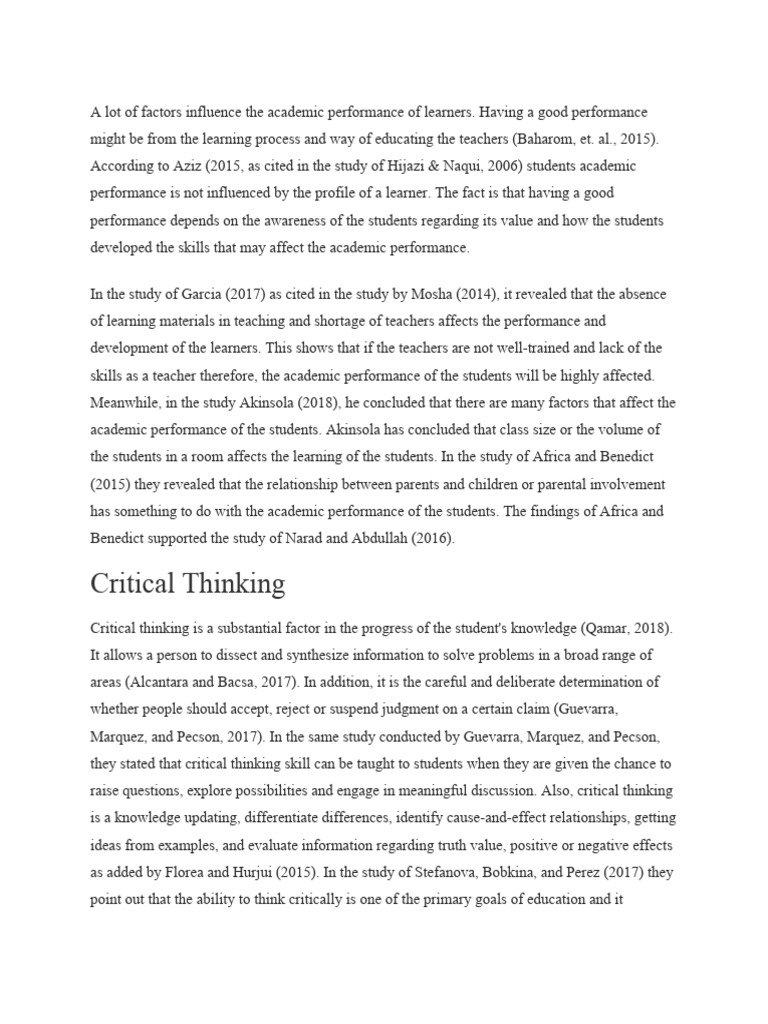Academic Factors | PDF | Critical Thinking | Learning