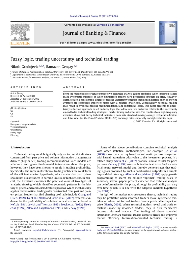 Fuzzy Logic in Forex Technical Trading | PDF | Fuzzy Logic | Technical ...