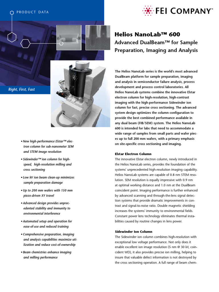 FEI Helios NanoLab 600 | PDF | Scanning Electron Microscope | Transmission Electron Microscopy