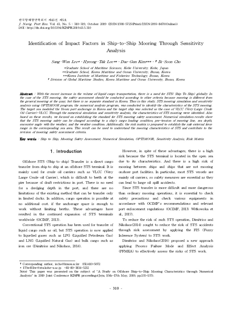 Identification of Impact Factors in Ship-To-Ship Mooring Through ... Identification of Impact Factors in Ship-To-Ship Mooring Through ...