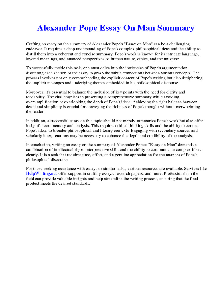 Alexander Pope Essay On Man Summary | PDF | Intensive Animal Farming ...