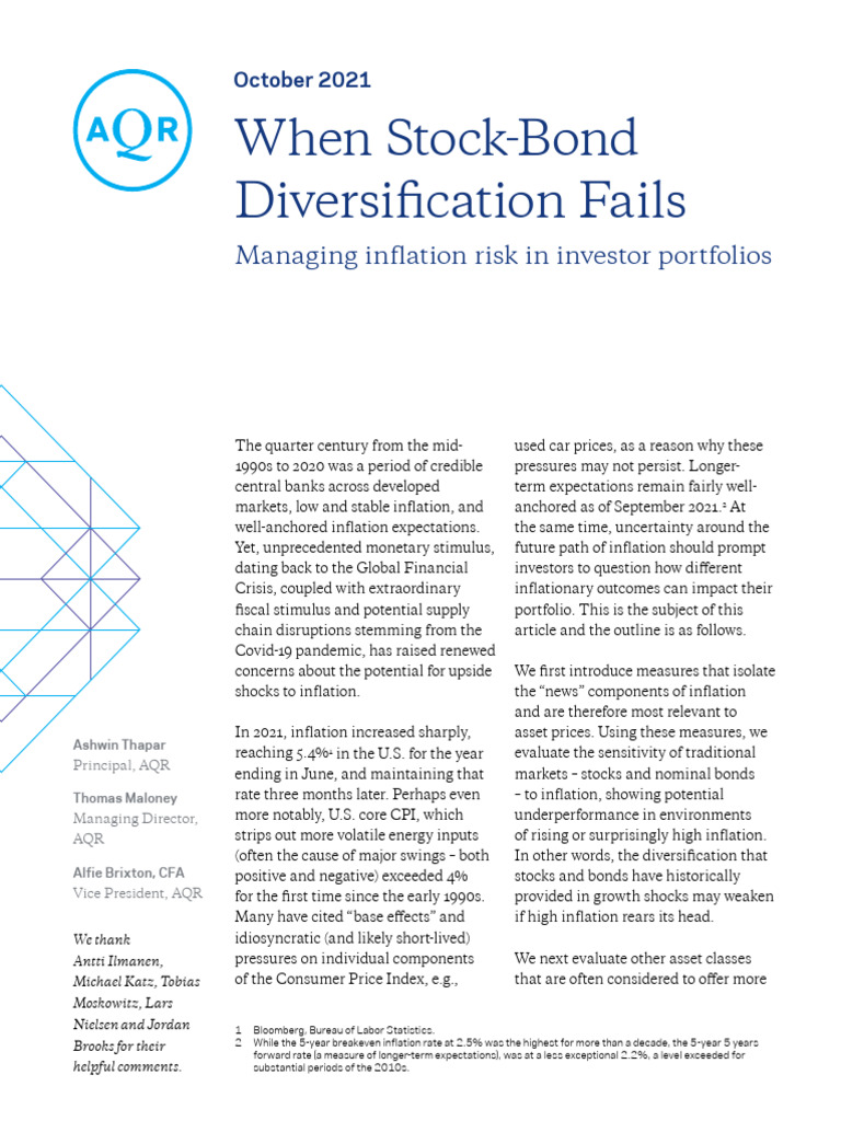 When Stock-Bond Diversification Fails | PDF | Financial Risk | Inflation When Stock-Bond Diversification Fails | PDF | Financial Risk | Inflation