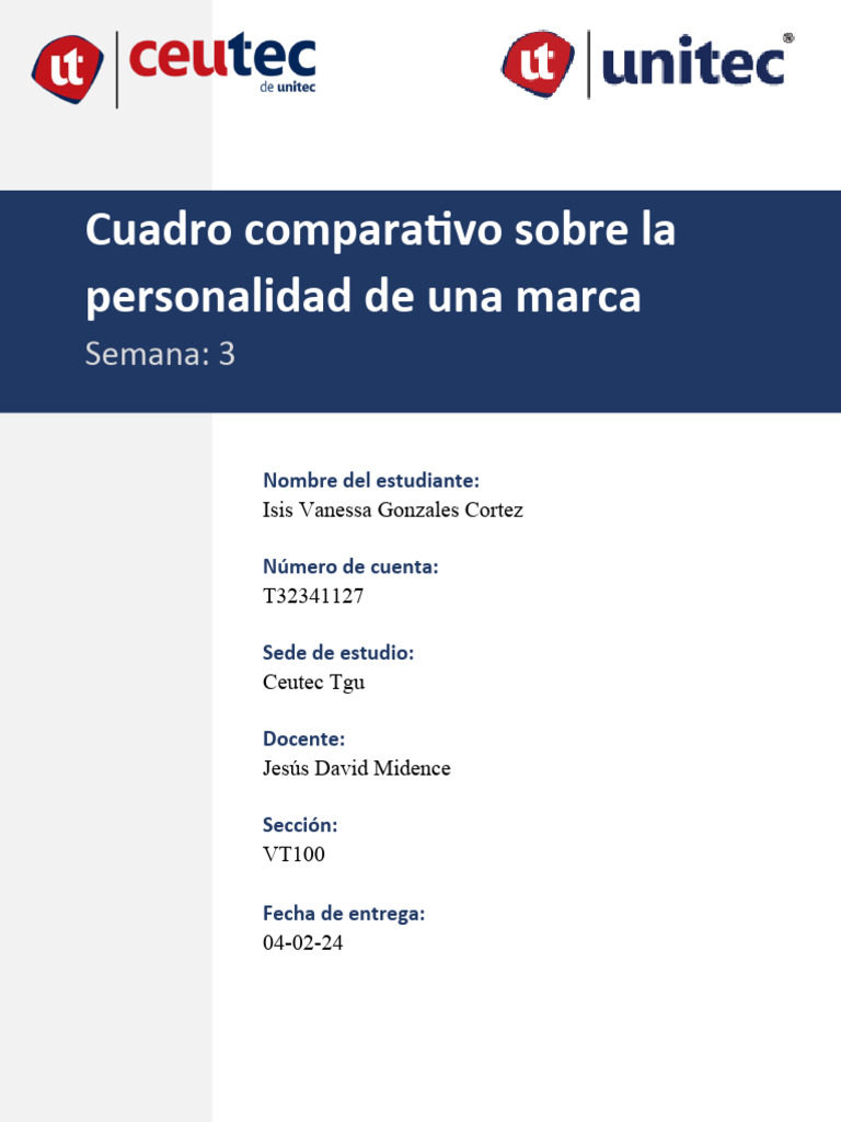 Isis GonzalesT32341127 - Cuadro Comparativo Sobre La Personalidad de Una Marca | PDF | Economias