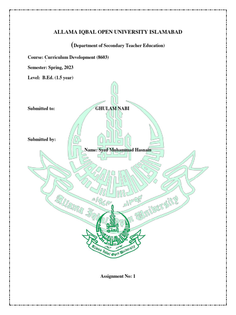 Curriculum Development 8603 Pdf Curriculum Psychology