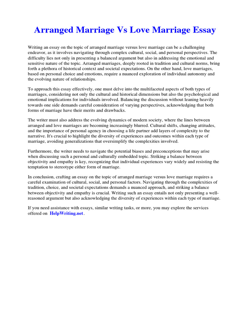 Arranged Marriage Vs Love Marriage Essay | PDF | Marriage