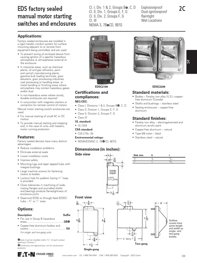 Crouse Hinds Eds Motor Starter Catalog Page | PDF | Electrical ...