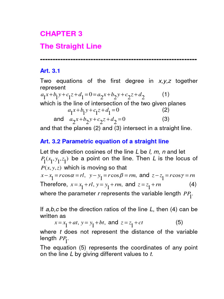 3 - Straight Line - KFU | PDF | Line (Geometry) | Equations
