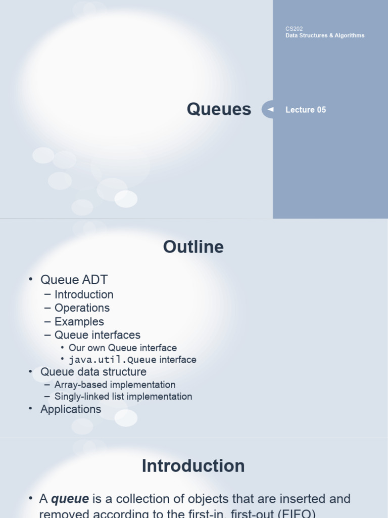 Lect05 - Queues | PDF | Queue (Abstract Data Type) | Formal Methods
