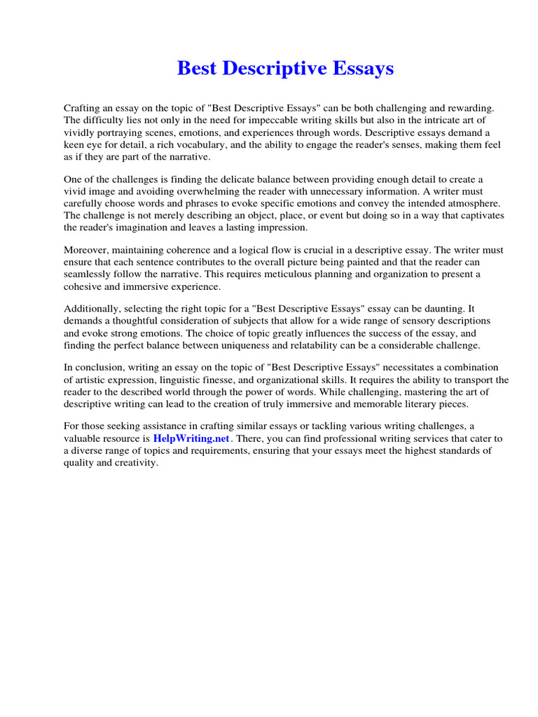 Best Descriptive Essays | PDF | Essays | Intelligence Quotient