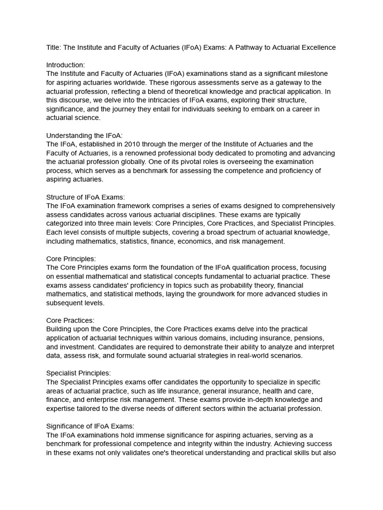 Exam IFOA | PDF | Actuary | Actuarial Science