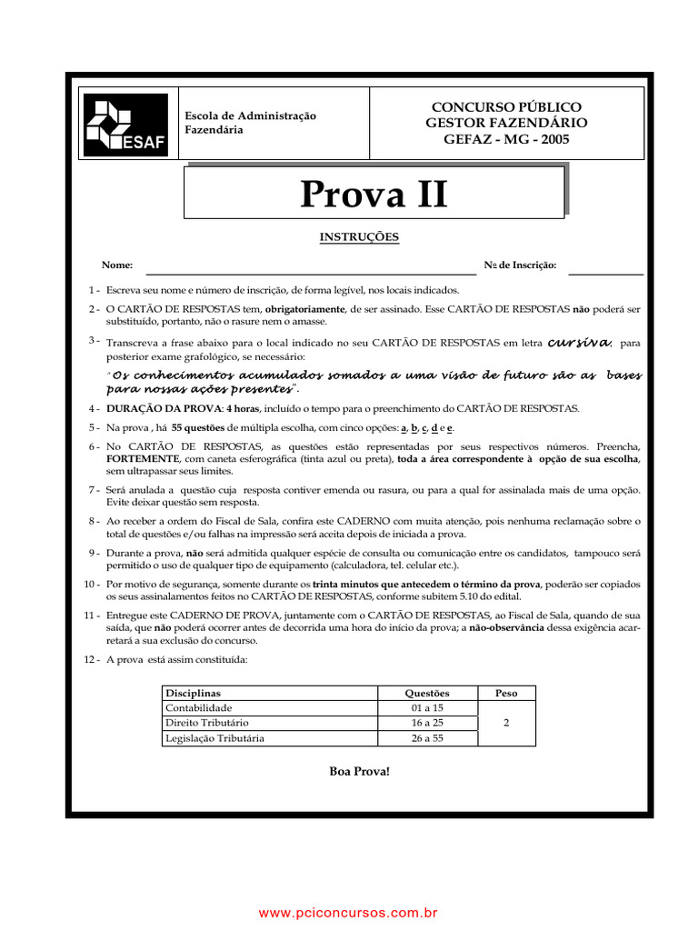 Prova2 Gestor Fazendario | PDF | Taxa de crédito | Contabilidade