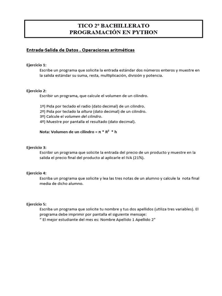 1-5 Ejercicios Basicos Python | PDF