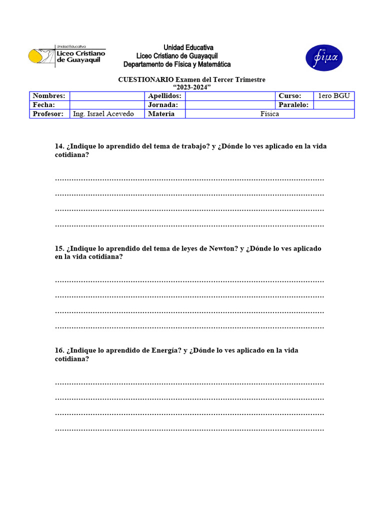 CUESTIONARIO Examen3T 2024 Fisca 1ero | PDF