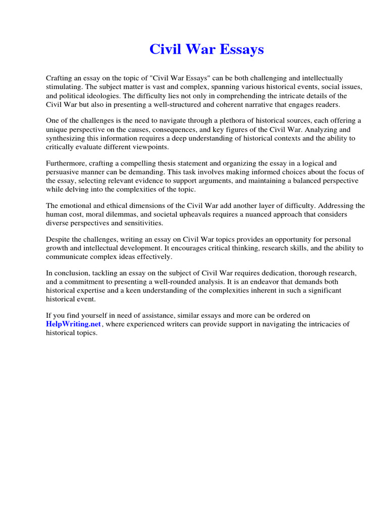Civil War Essays | PDF | Negligence | Essays